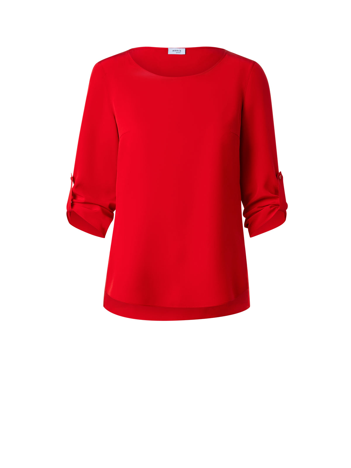 Red Silk Top with Tab Sleeves– aquelboutique