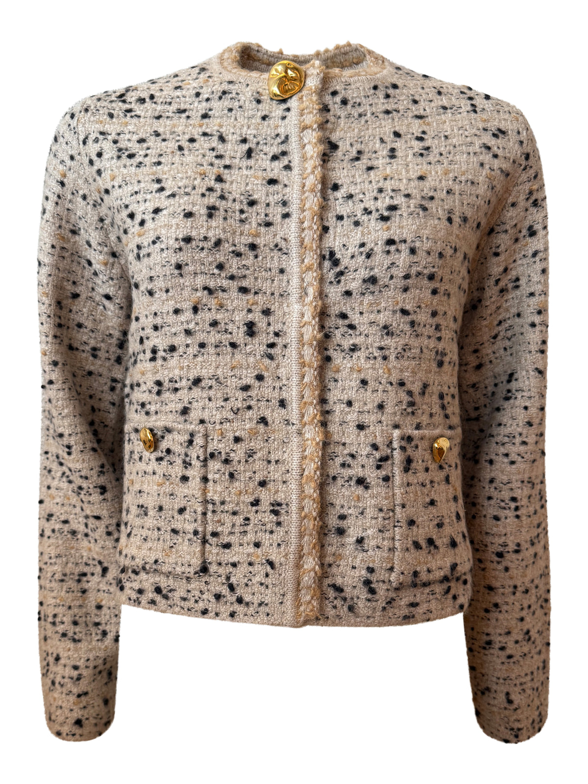 Tweed Jacket with Gold Molten Button– aquelboutique